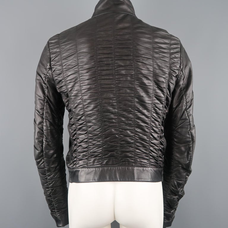 Men's GUCCI SS 2000 by TOM FORD 36 Black Ruched Leather Bomber ...