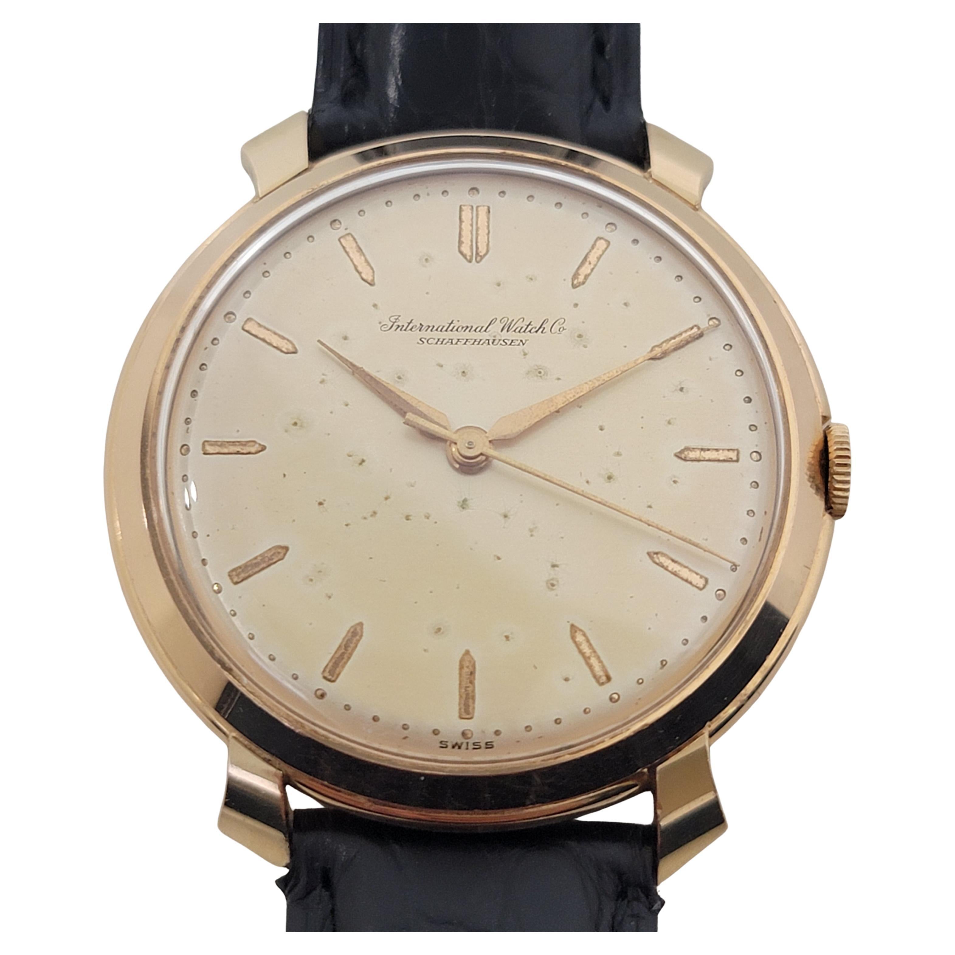Mens IWC Schaffhausen 18k Solid Gold Jumbo 37mm Manual Wind 1960s ...