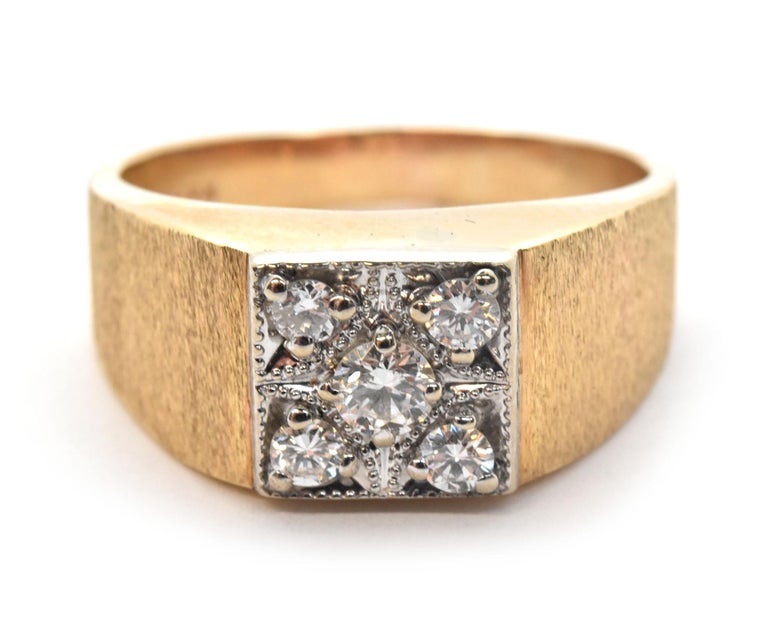 Men's La Kaiser 14 Karat Yellow Gold and Round Brilliant Diamond Ring ...