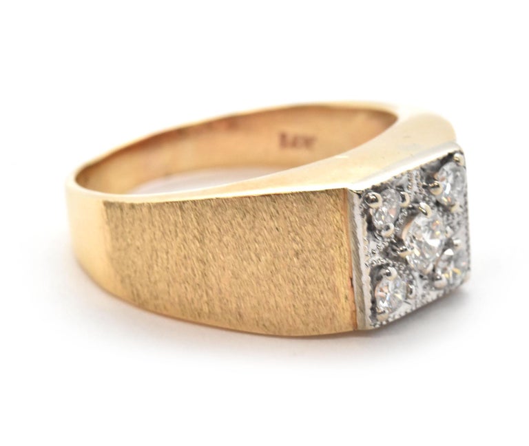 Men's La Kaiser 14 Karat Yellow Gold and Round Brilliant Diamond Ring ...