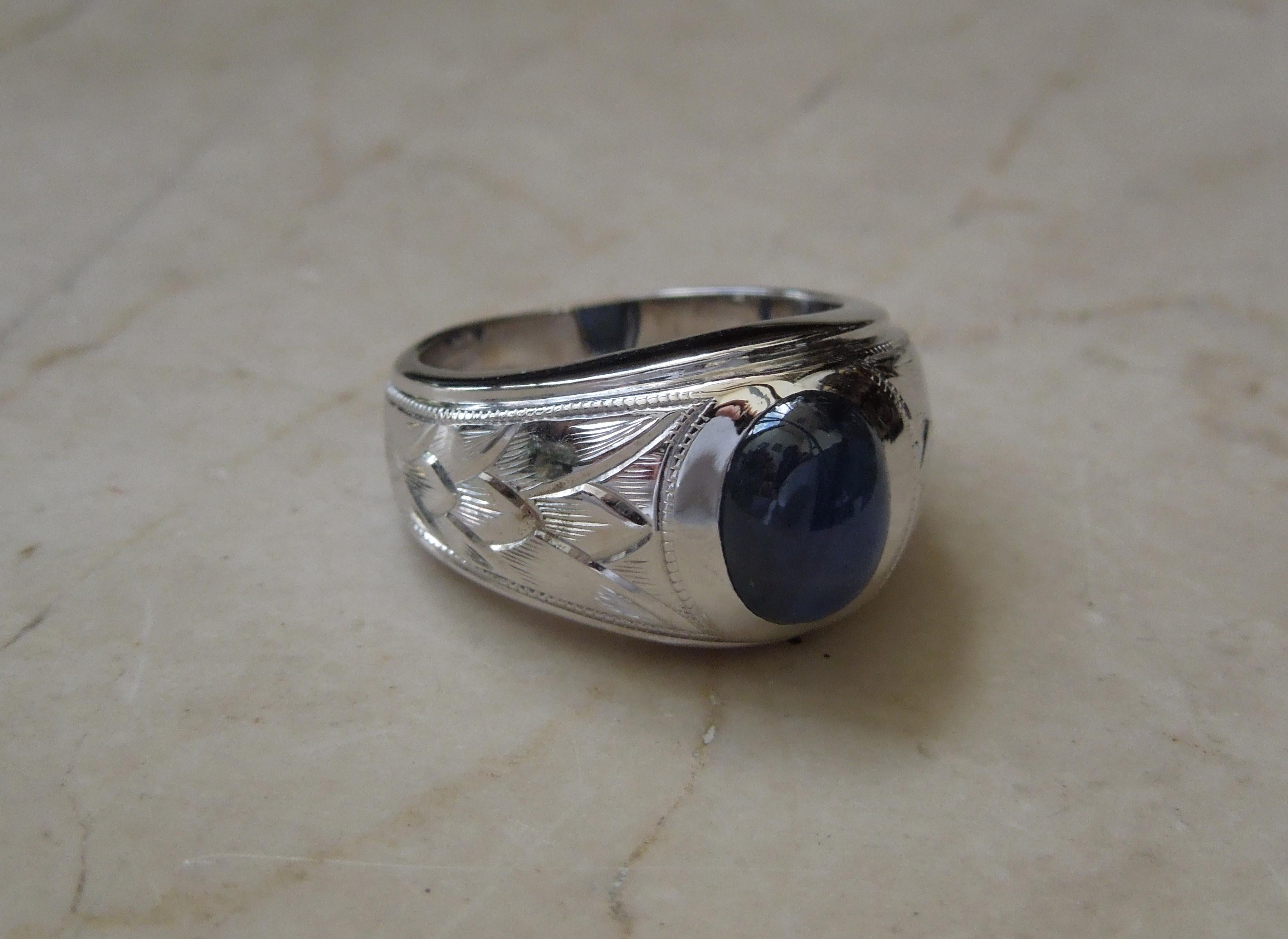 Men's Midcentury Bezel 2 Carat Sapphire Ring For Sale at 1stDibs ...
