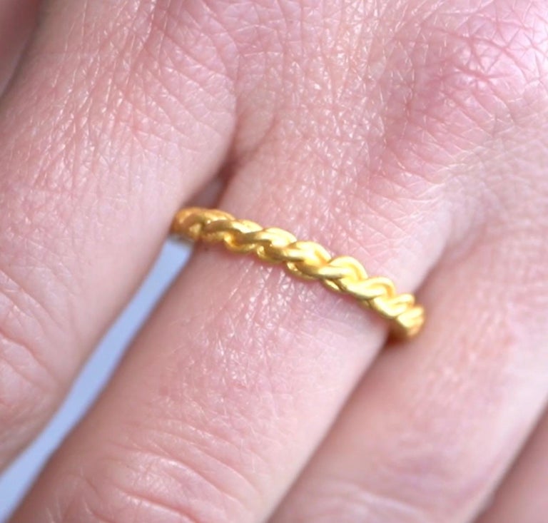 Men's or Women's Rope Ring in 24kt Solid Gold For Sale at 1stDibs