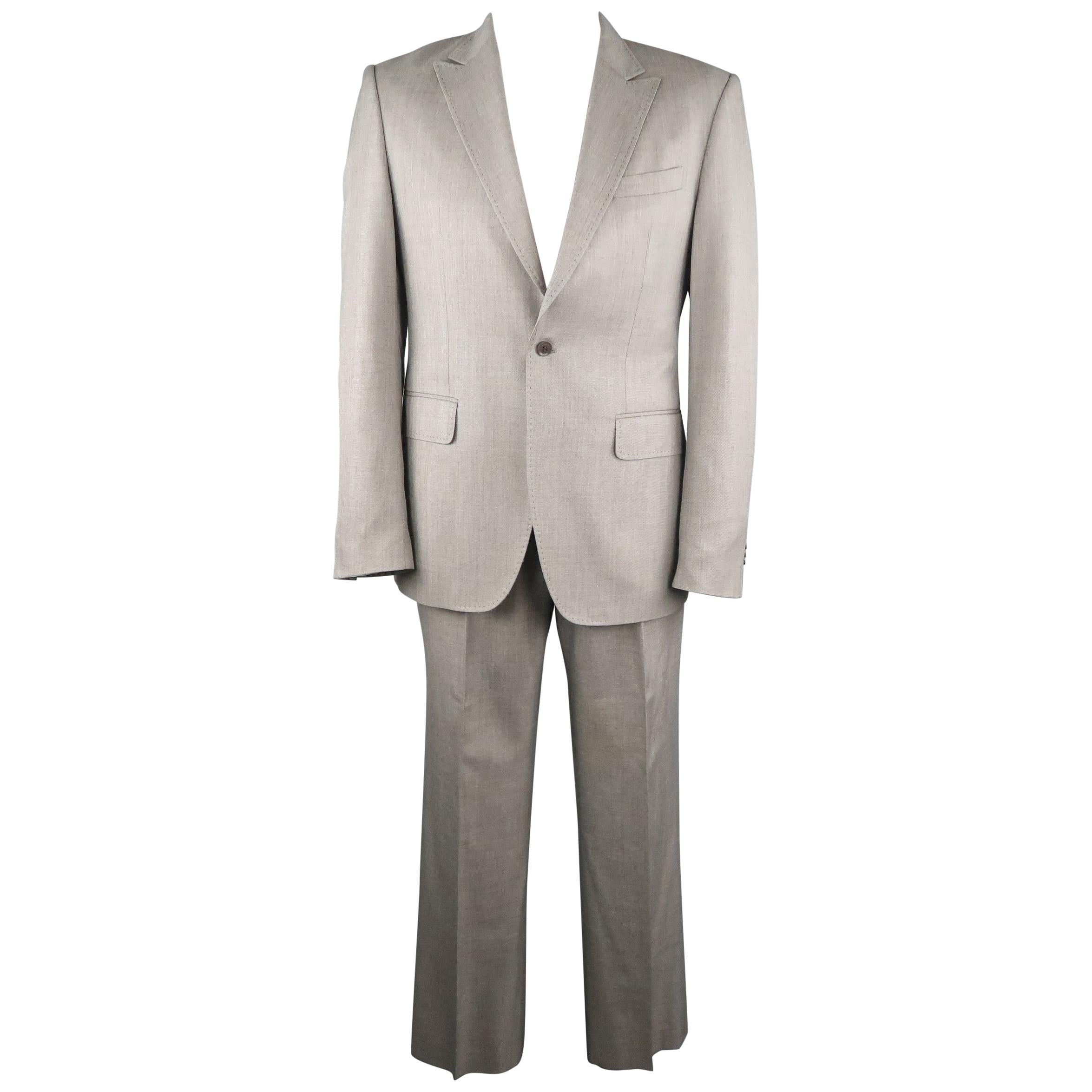 Men's PACO RABANNE 44 Silver Grey Solid Wool Blend Top Stitch Peak ...