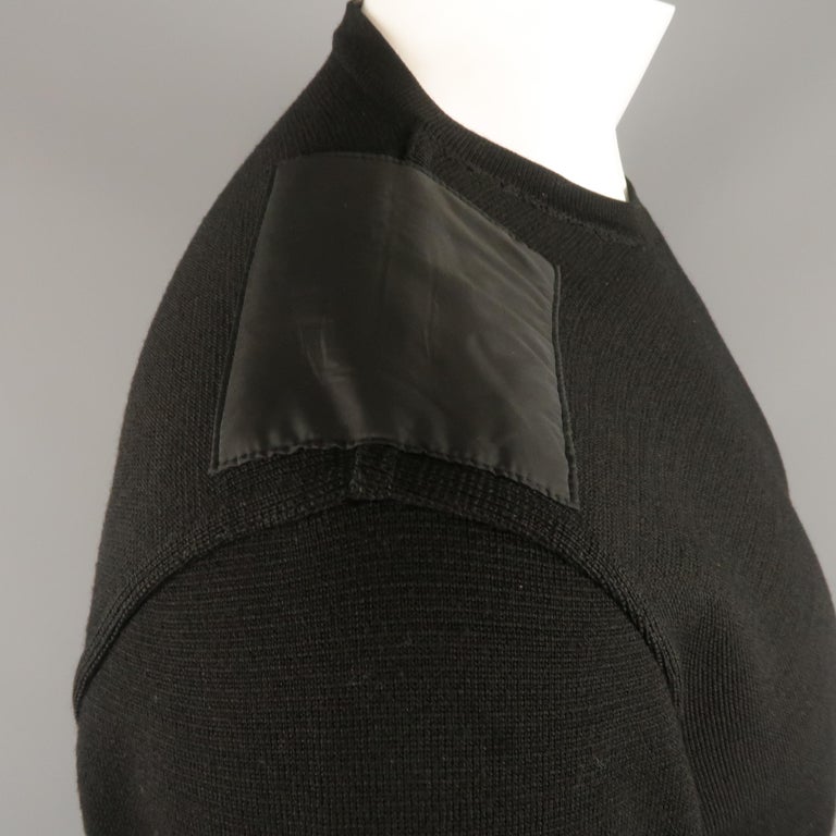 Men's PRADA Size L Black Shoulder Patch Drawstring Waist Crew-Neck ...