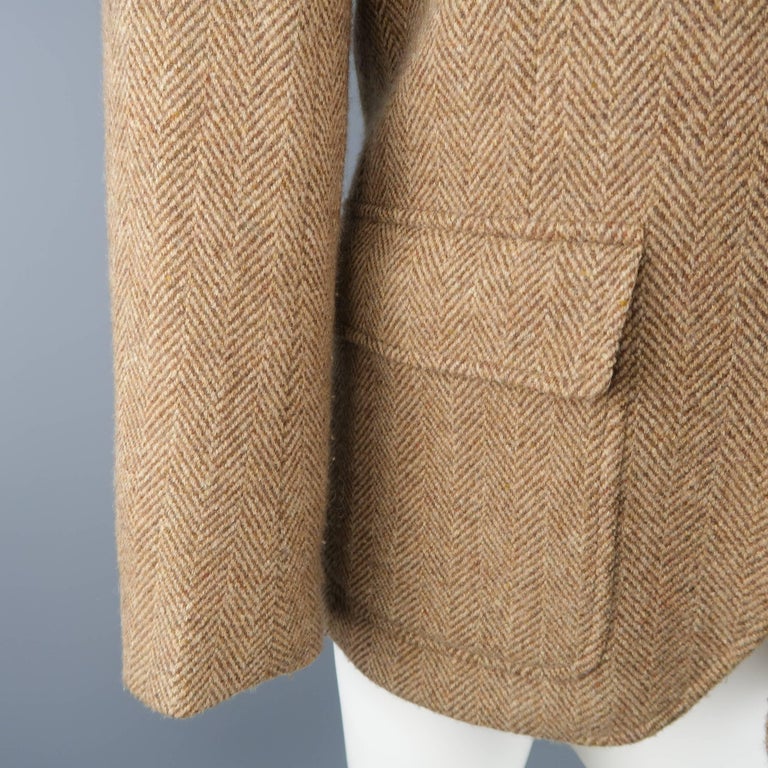 Men's RALPH LAUREN 38 Regular Tan Herringbone Wool Patch Pocket Sport ...