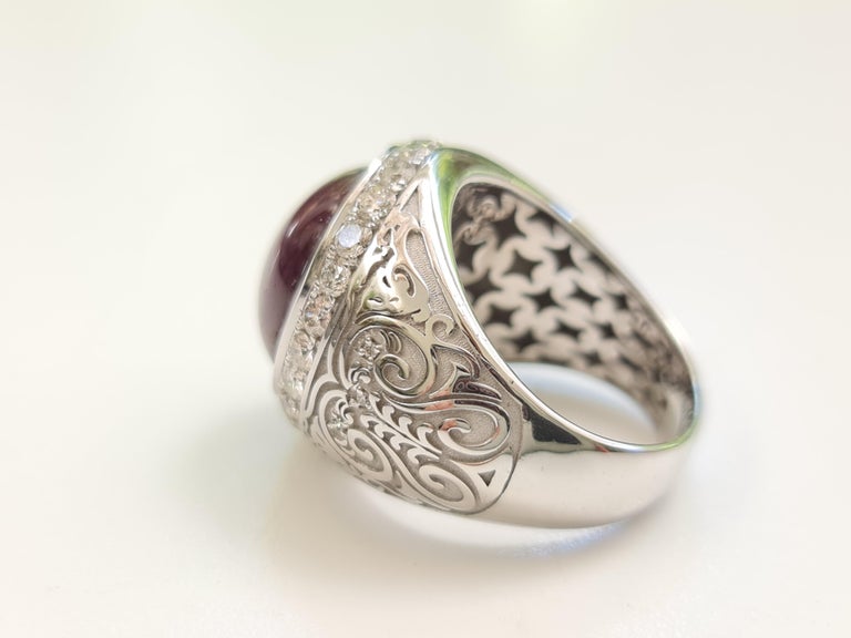 Men's Rings, Natural star ruby ring with round diamonds, Signet mens ...