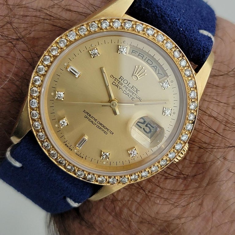 Mens Rolex Day Date President 18238 18k Gold Diamond Automatic 1990s ...