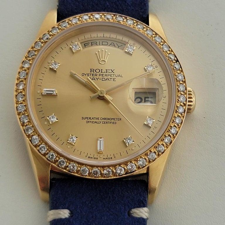 Mens Rolex Day Date President 18238 18k Gold Diamond Automatic 1990s ...