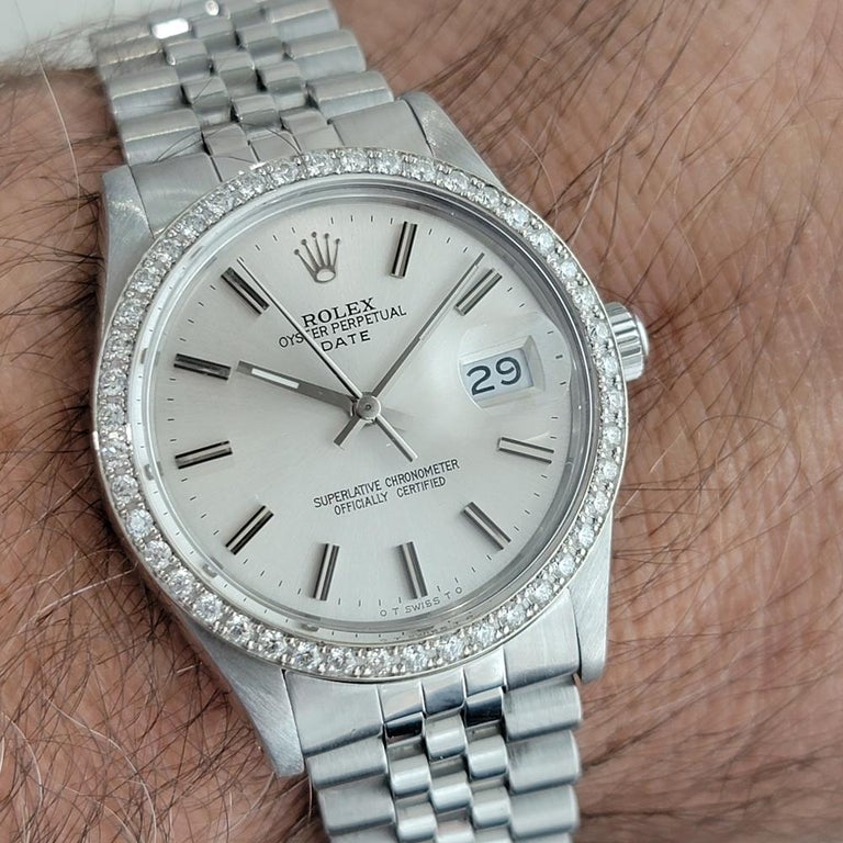 Mens Rolex Oyster Date Ref 15000 18k Diamond Bezel Automatic 1980s ...