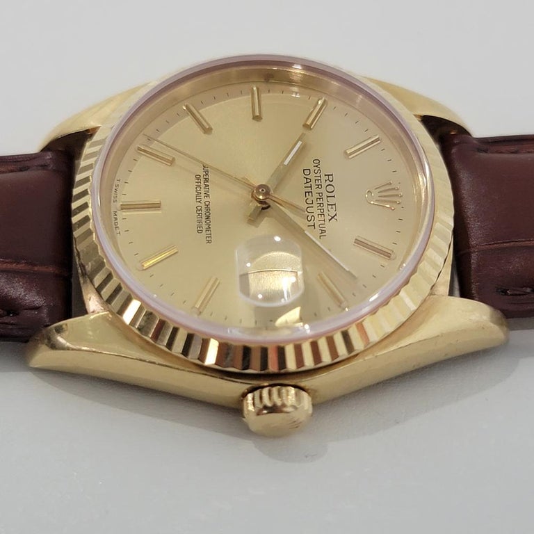 Mens Rolex Oyster Datejust Ref 16018 18k Solid Gold Automatic 1980s ...