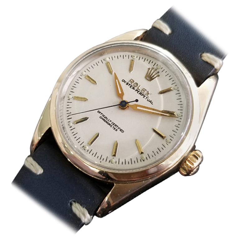 Men's Rolex Oyster Pereptual Ref.6634 Gold-Capped Automatic, c.1950s RA141 For Sale at 1stDibs