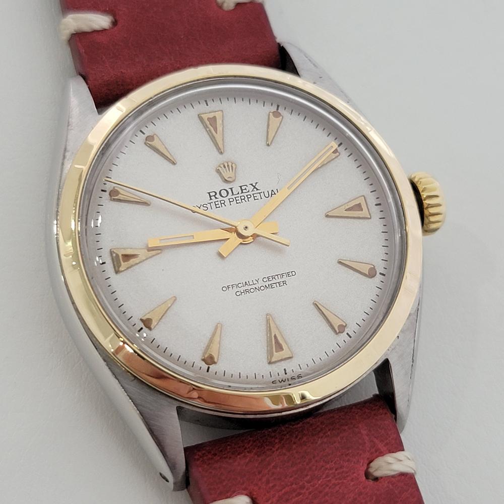 Mens Rolex Oyster Perpetual 6085 14k SS Bubbleback Automatic 1950s ...