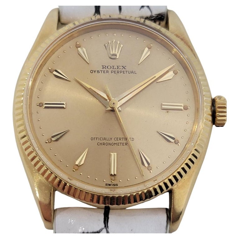 Mens Rolex Oyster Perpetual 6567 18k Gold 34mm Automatic 1950s Vintage ...