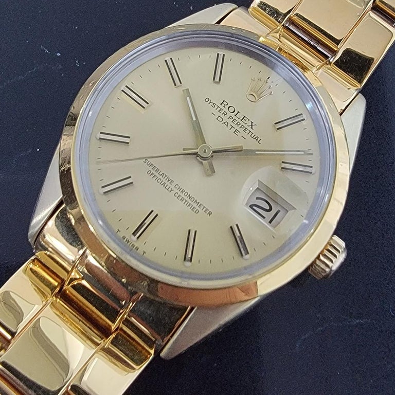 Mens Rolex Oyster Perpetual Date 15505 Gold-Capped Automatic 1980s ...