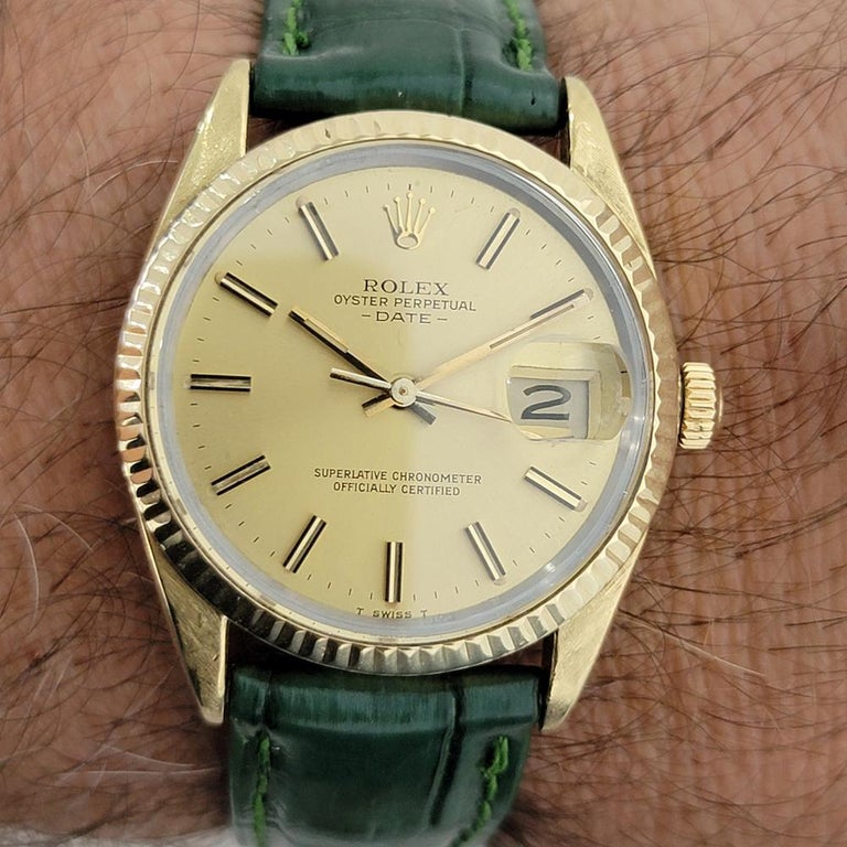 Mens Rolex Oyster Perpetual Date 15505 Gold-Capped Automatic 1980s ...