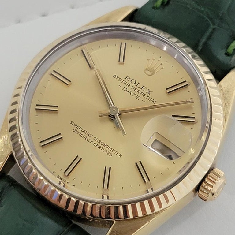 Mens Rolex Oyster Perpetual Date 15505 Gold-Capped Automatic 1980s ...