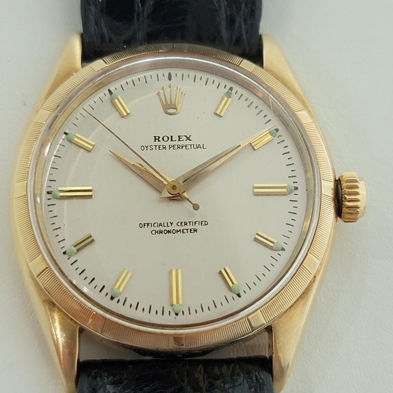 Mens Rolex Oyster Perpetual Ref 6565 14k Gold Automatic 1950s Vintage ...