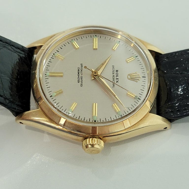 Mens Rolex Oyster Perpetual Ref 6565 14k Gold Automatic 1950s Vintage ...