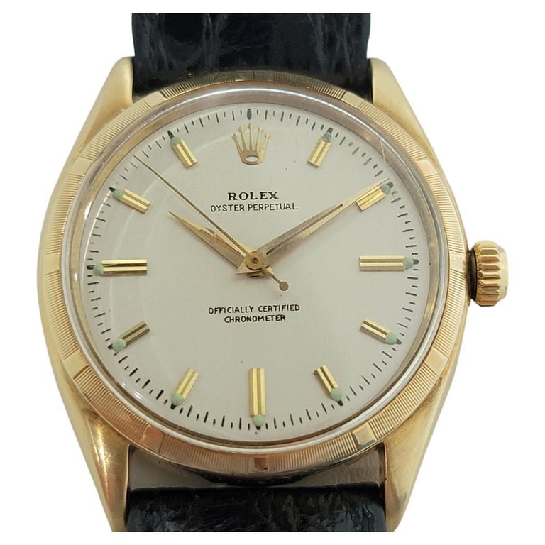 Mens Rolex Oyster Perpetual Ref 6565 14k Gold Automatic 1950s Vintage ...