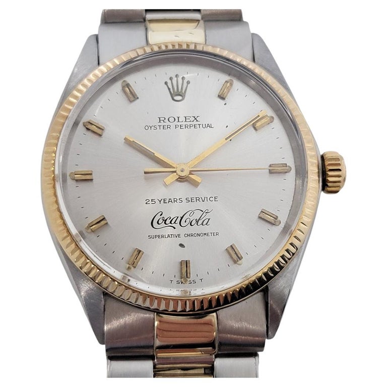 Mens Rolex Oyster 1005 14k Gold SS Automatic Coca Cola Dial 1970s ...