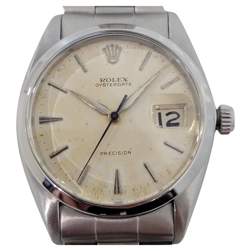Rolex Oysterdate Precision 6694 Men's Stainless Steel Watch Brown ...