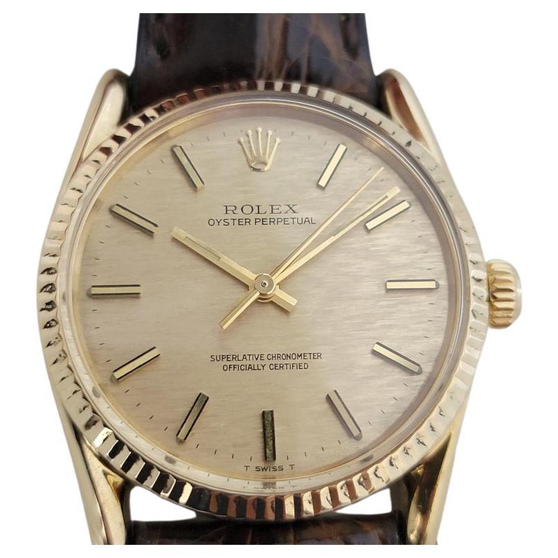 Mens Rolex Ref 1011 Oyster Perpetual 18k Gold Automatic 1970s Swiss ...