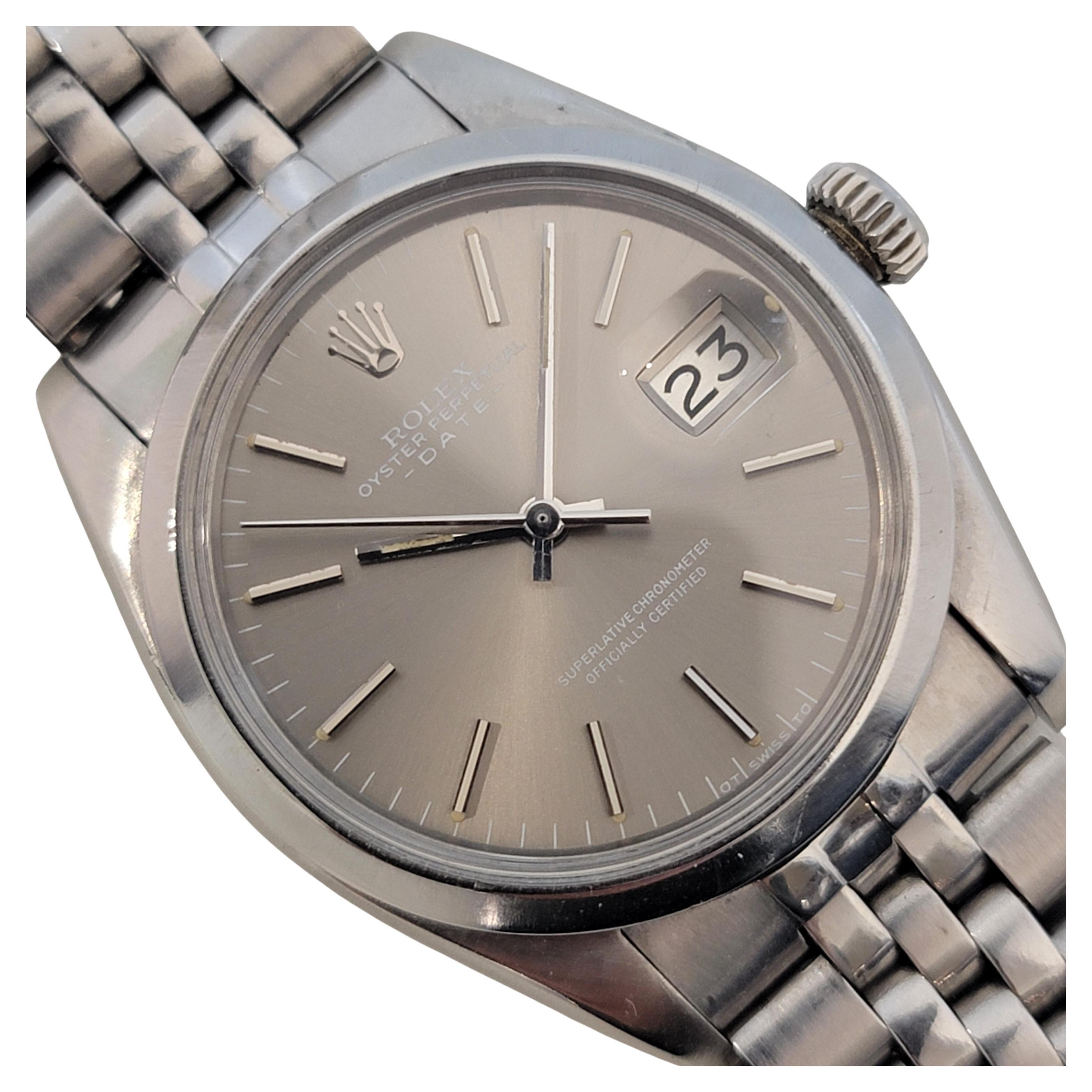 Mens Rolex 1501 Oyster Perpetual Date Automatic with Paper 1970s Vintage RA320B For Sale at 1stDibs