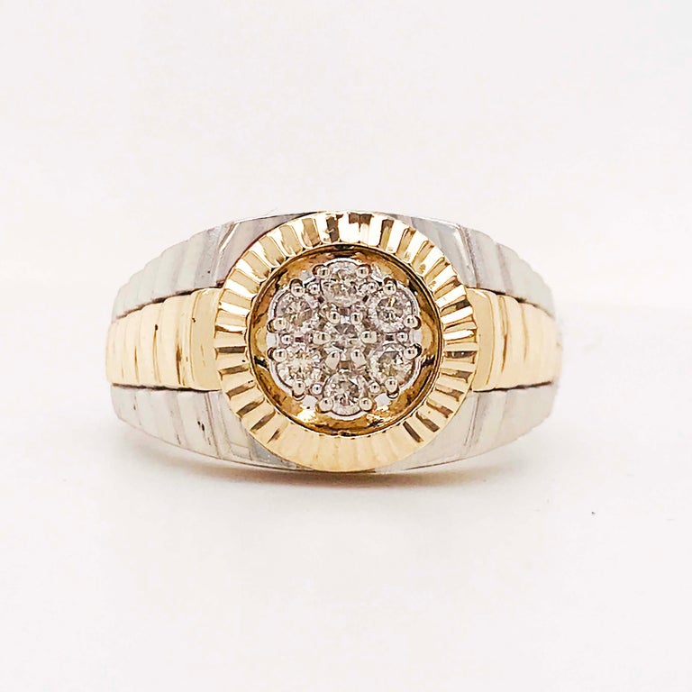 Men's Watch Ring in 14 Karat, Two-Tone with Round Diamonds at 1stDibs ...