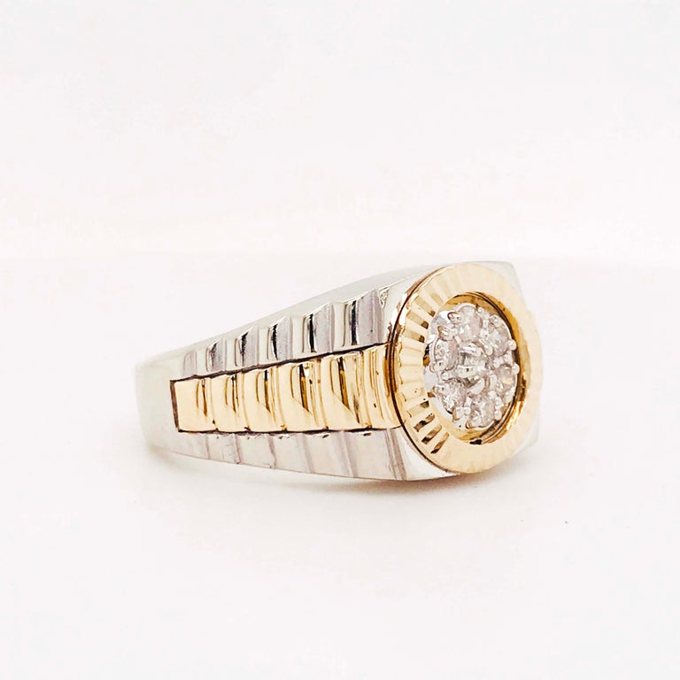 Men's Watch Ring in 14 Karat, Two-Tone with Round Diamonds at 1stDibs ...