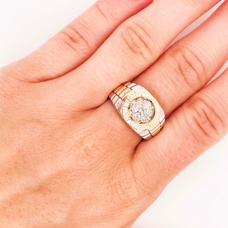 Men's Watch Ring in 14 Karat, Two-Tone with Round Diamonds at 1stDibs ...