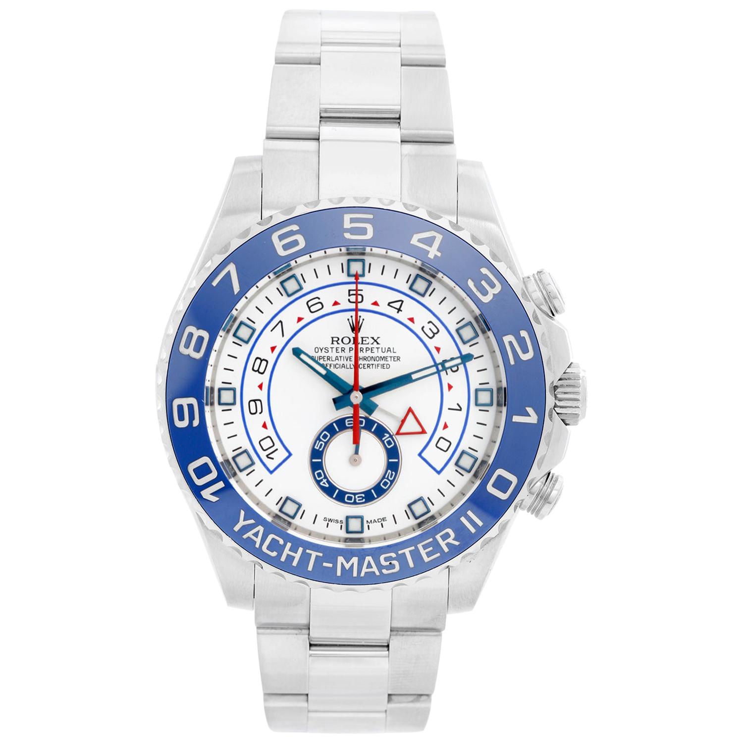 Men's Rolex Yacht-Master II Regatta Watch Stainless Steel Blue Bezel ...