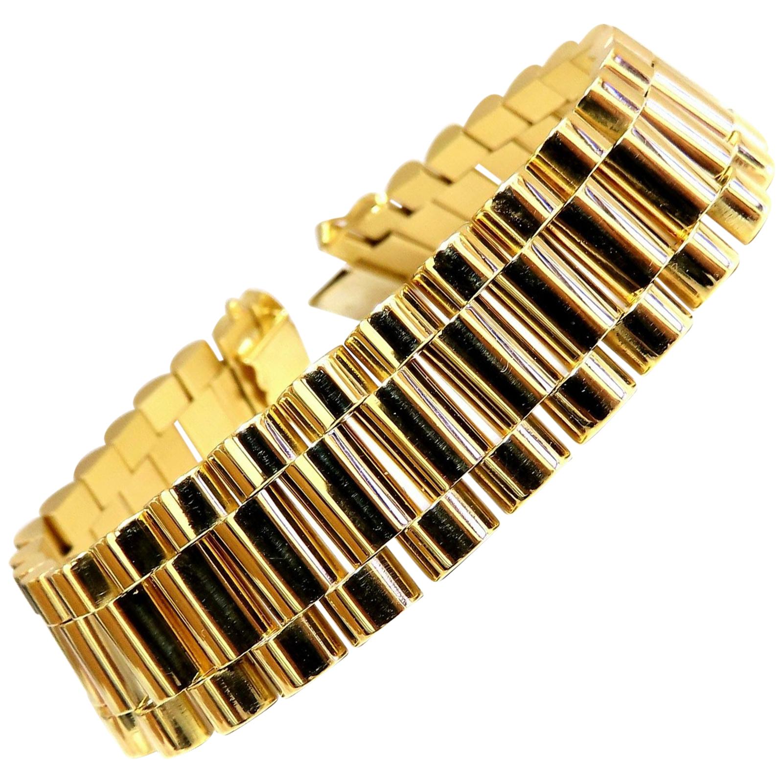 Authentic Italian Men s Diamond Byzantine Deco Link Bracelet 18 Karat
