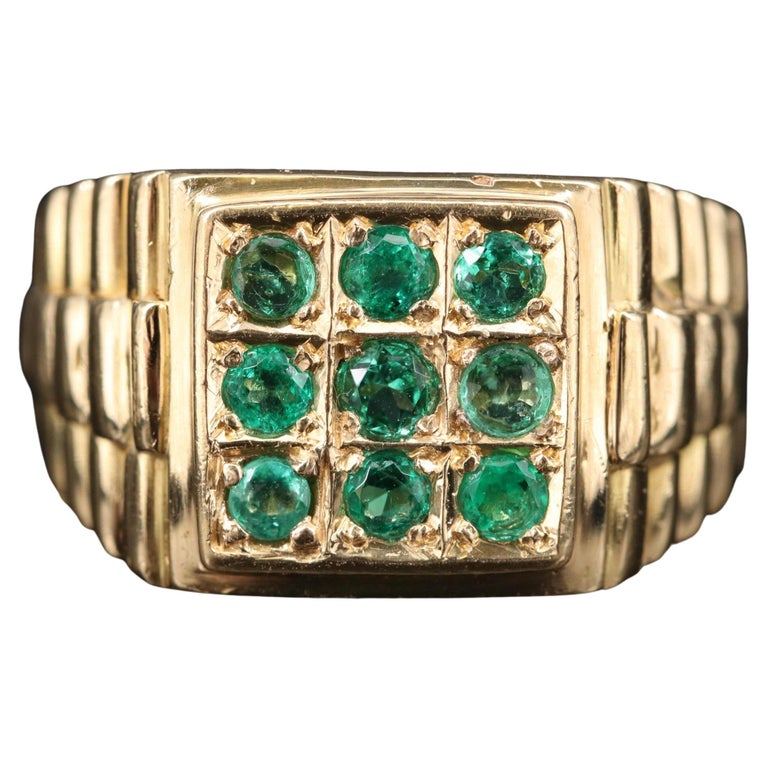 Customizable Men's Round Cut Emerald Engagement Ring, Simple Minimalist ...
