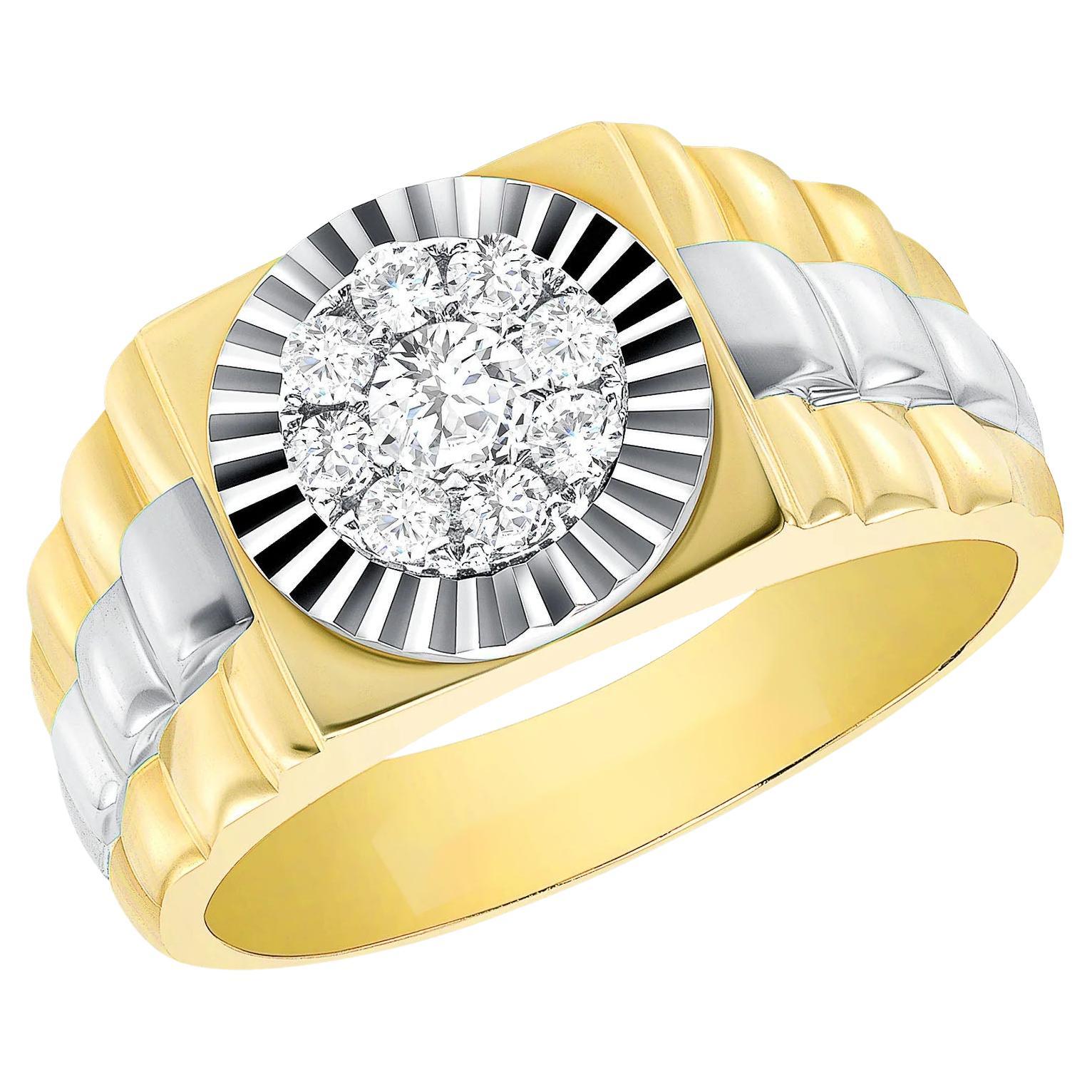Men's Watch Ring in 14 Karat, Two-Tone with Round Diamonds at 1stDibs ...