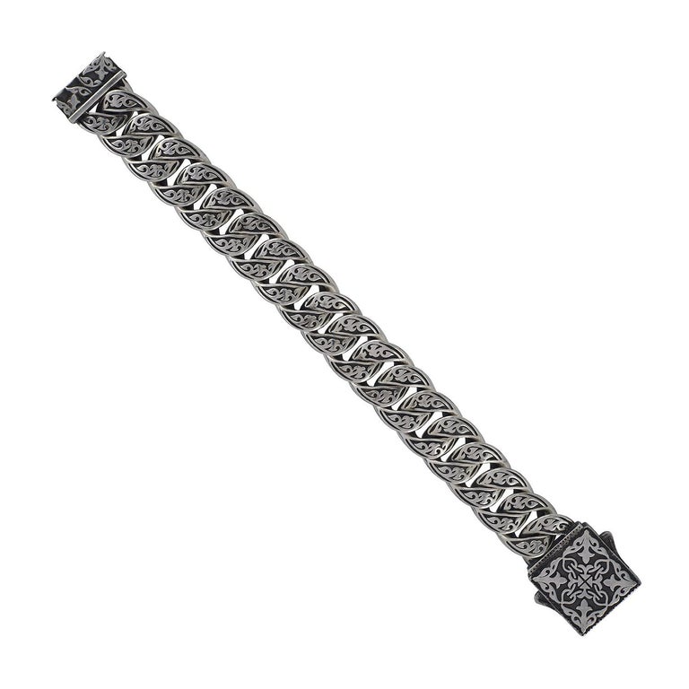Men's Silver Heavy Curb Chain Bracelet For Sale at 1stDibs