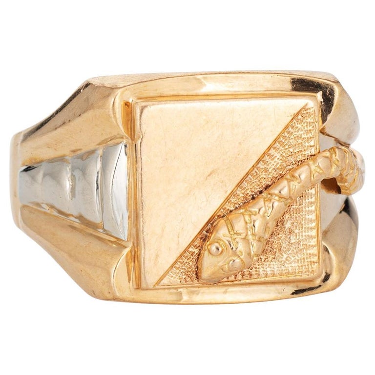 Men''s Snake Ring Signet Vintage 18k Yellow Gold Sz 12.5 Estate Serpent ...