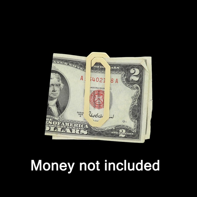 Men’s Solid 14 Karat Gold Hexagon Money Paper Clip 19.80 Grams 1960s ...