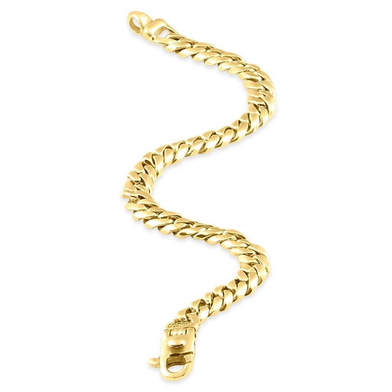 Mens Solid 14k Yellow Gold 46 Grams Cuban Link Heavy Masculine Bracelet ...