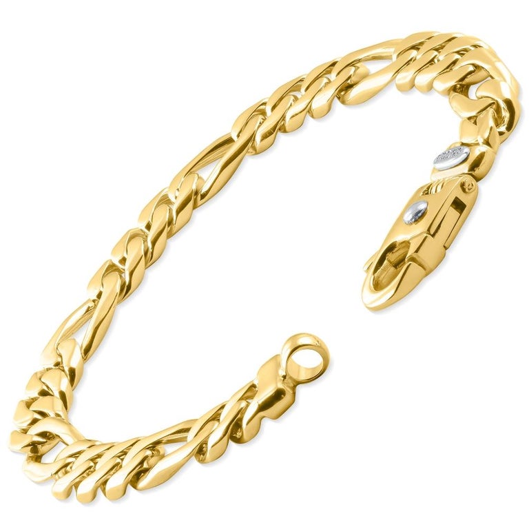 Mens Solid 14k Yellow Gold 55 Grams Designed Link Masculine Bracelet ...