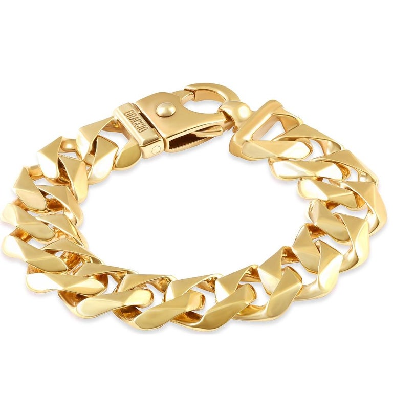 Men's Solid 14k Yellow Gold 65 Gram Curb Link Heavy Masculine Bracelet ...