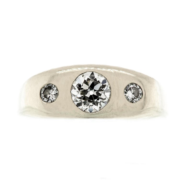 Men's Three-Stone Diamond and White Gold Ring For Sale at 1stDibs | man ...