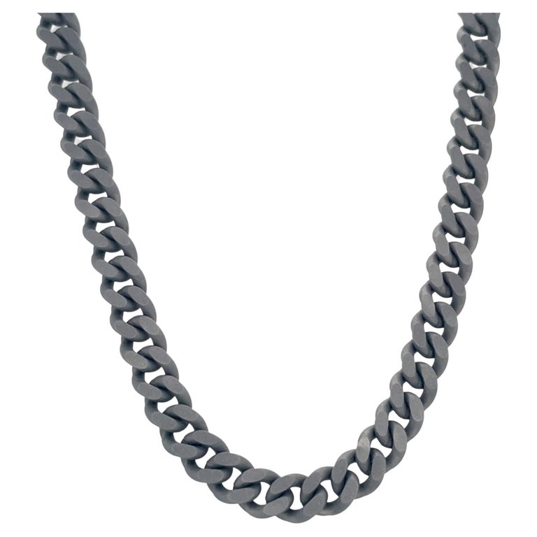 Men''s Titanium Black Diamond Chain Necklace For Sale at 1stDibs