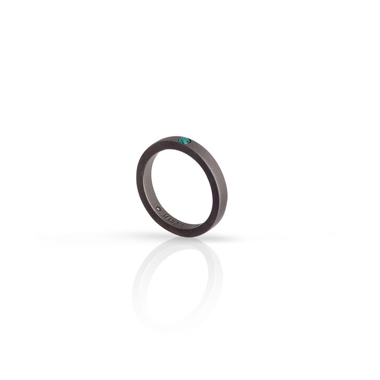 Men's Titanium Solitaire with 10-Point Blue Diamond For Sale at 1stDibs
