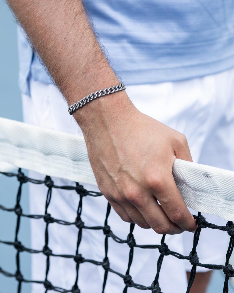 Men's Titanium White Diamond Chain Bracelet For Sale at 1stDibs