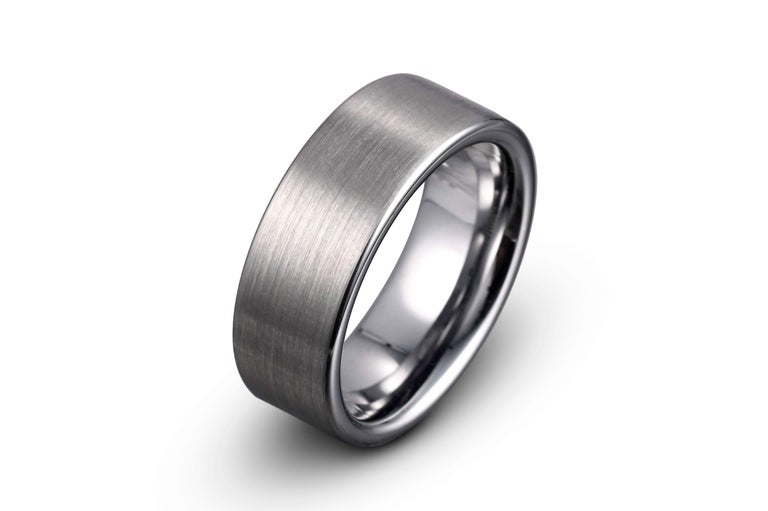 Customizable Mens Tungsten Ring, Mens Wedding Band, Brushed Gray ...