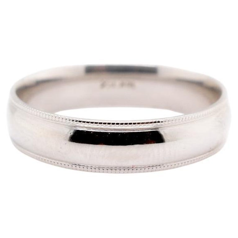 Men's Unique Solid 14K White Gold Wedding Band For Sale at 1stDibs