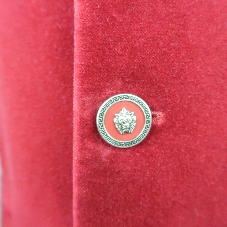 Men's VERSUS by GIANNI VERSACE 38 Red Velvet Lion Button Sport Coat at ...