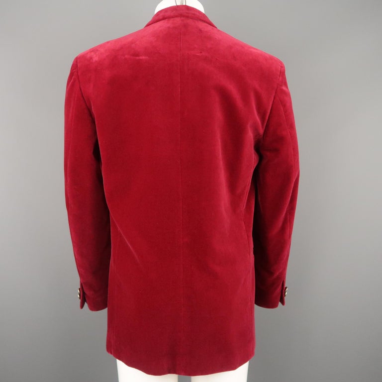 Men's VERSUS by GIANNI VERSACE 38 Red Velvet Lion Button Sport Coat at ...