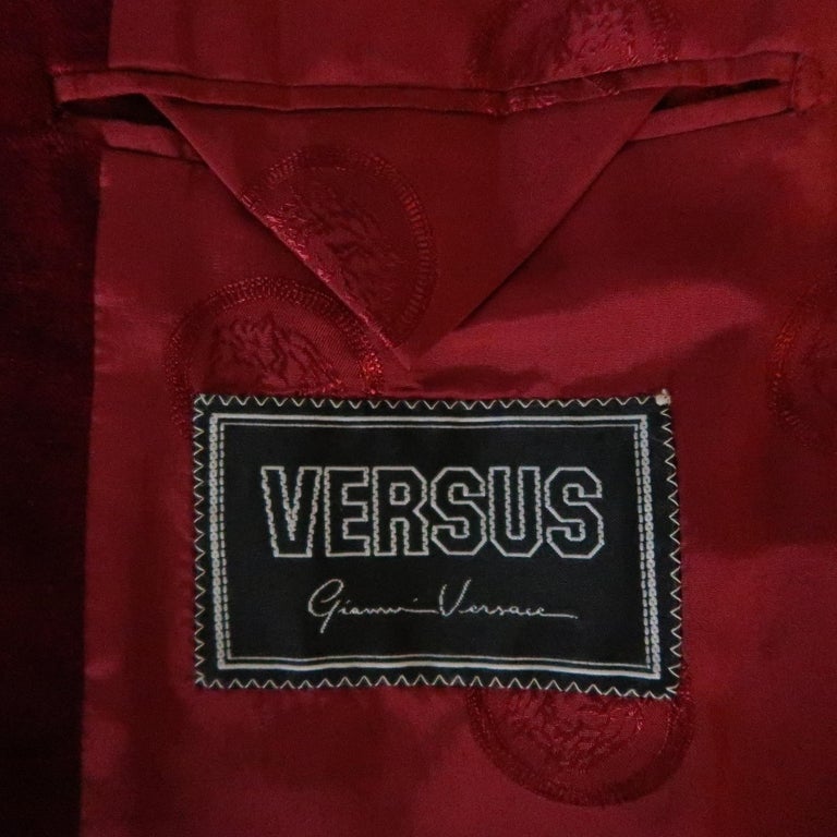 Men's VERSUS by GIANNI VERSACE 38 Red Velvet Lion Button Sport Coat at ...