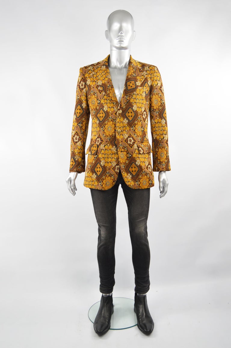 Mens Vintage 1970s Fashion Tapestry Patterned Blazer For Sale at ...